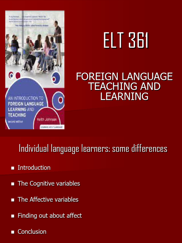 Individual Language Learners | PDF | Learning | Second Language Acquisition