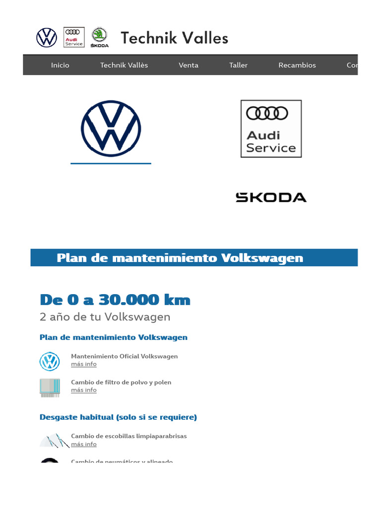 Plan de Mantenimiento Volkswagen | PDF | Grupo Volkswagen | Vehículos terrestres