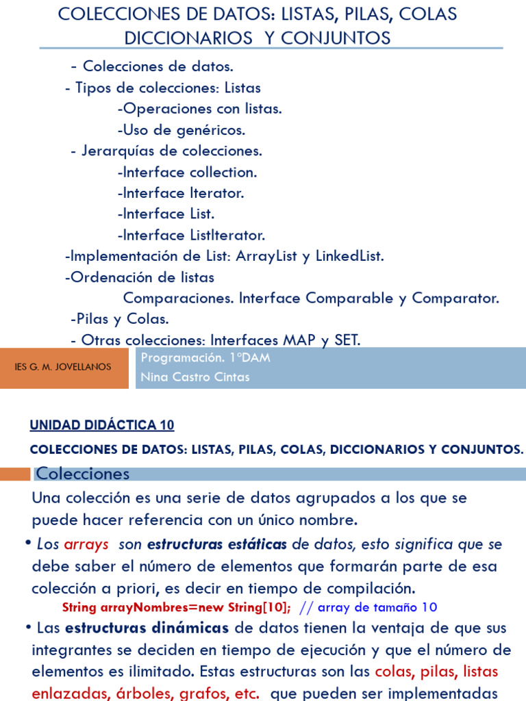 UD10-Colecciones. Listas | PDF | Programación de computadoras | Algoritmos y Estructuras de Datos