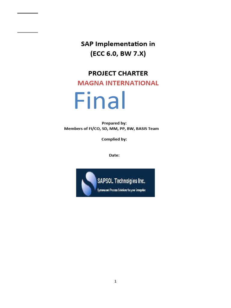 Project Charter Sample1 | PDF | Quality Assurance | Project Management