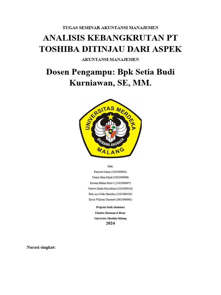 Kel 5 Analisis PT Toshiba TGS Sam | PDF | Bisnis