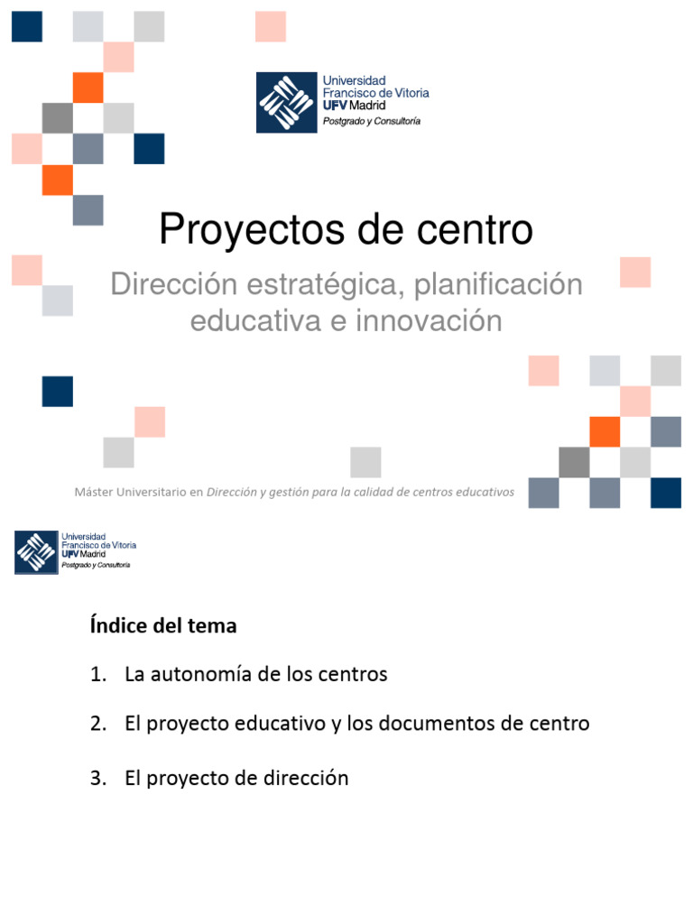 Presentación Tema 4 Proyectos de Centro | PDF | Plan de estudios | Planificación