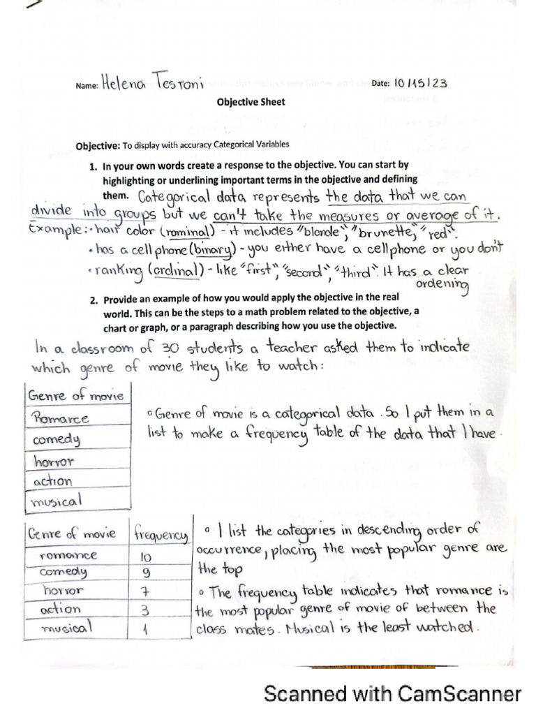 Objective Sheet | PDF