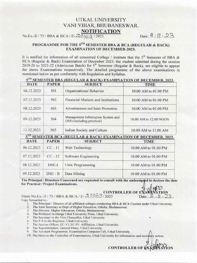 BBA BCA 5th Sem. Programme. 0001 | PDF