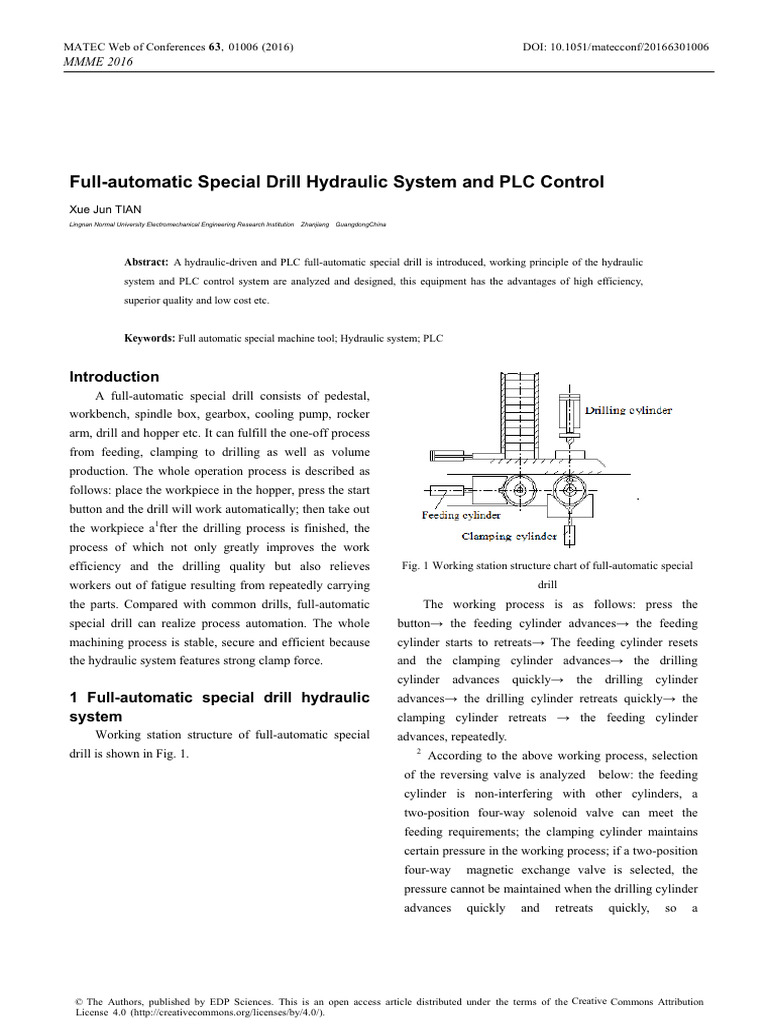 Full-Automatic Hydraulic Drill System | PDF | Drill | Drilling