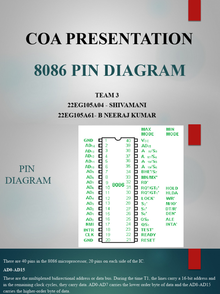 Coa PPT 8086 Pin T3 | PDF | Input/Output | Computer Engineering