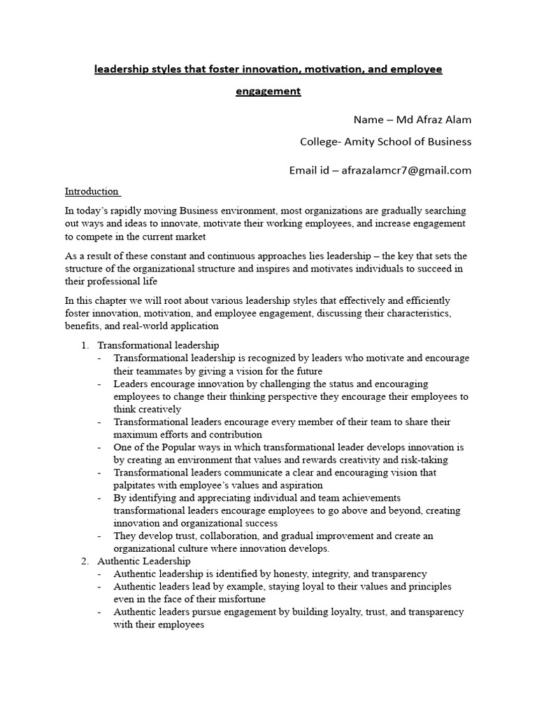 MD Afraz Alam Enrollment No. 154 | PDF | Leadership | Transformational ...
