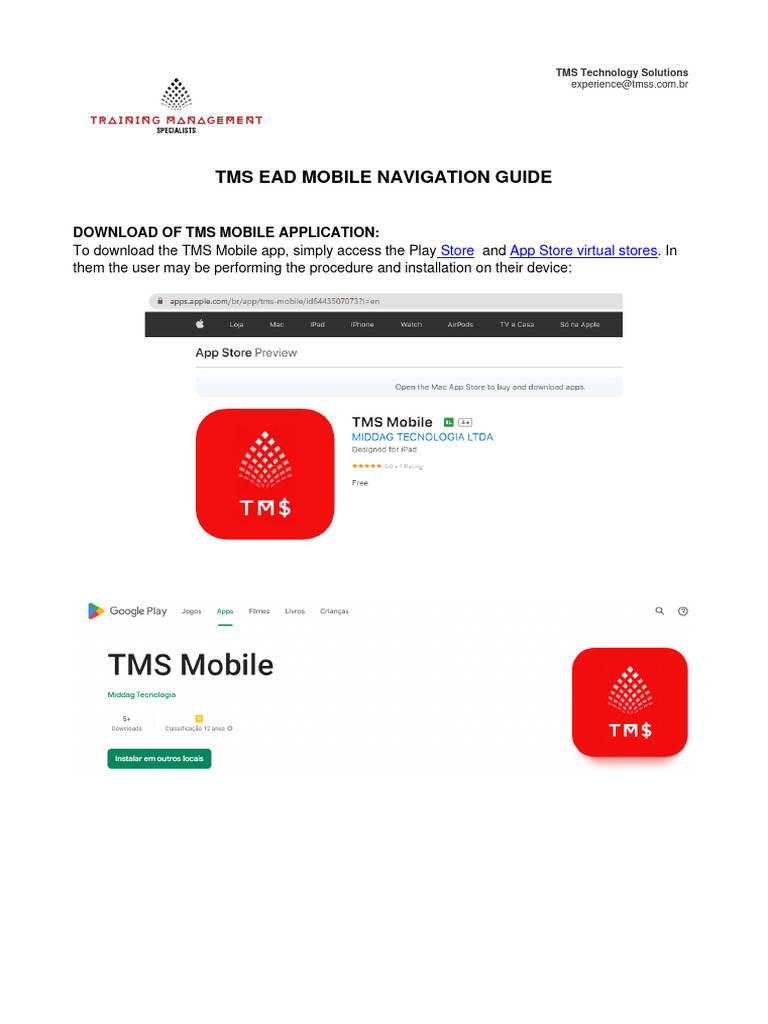 Ead - TMS Navigation Guide - Mobile | PDF | Mobile App | Computing