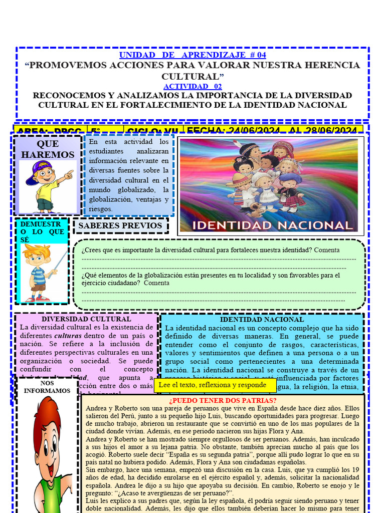 Actividad 2 DPCC 5° Unidad 4 | PDF | Globalización | Nación