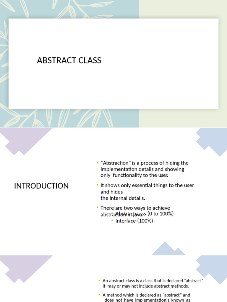 Abstract Class | PDF | Class (Computer Programming) | Method (Computer ... Abstract Class | PDF | Class (Computer Programming) | Method (Computer ...