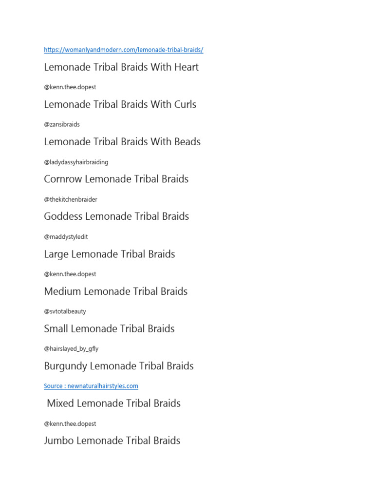 lemonade tribal braids | Download Free PDF | Hair | Human Hair