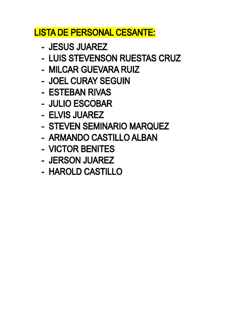 Lista de Personal Cesante 2023 | PDF