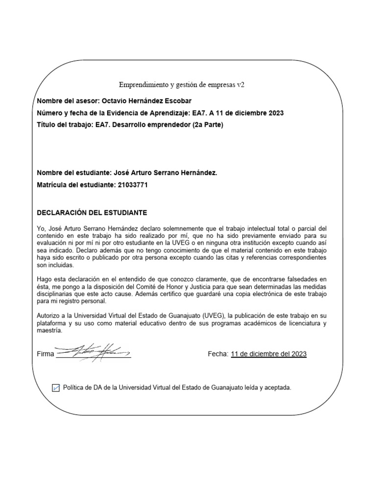 EA7 DesarrolloEmprendedor | PDF | Business | Iniciativa empresarial