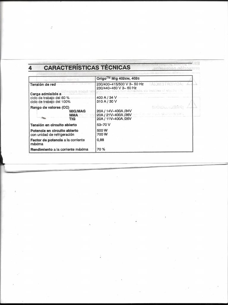 Ficha Técnica Equipo Soldador ESAB 3 | PDF