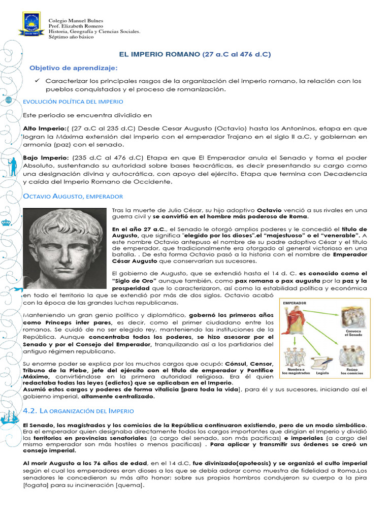 Imperio Romano | PDF | Augusto | imperio Romano