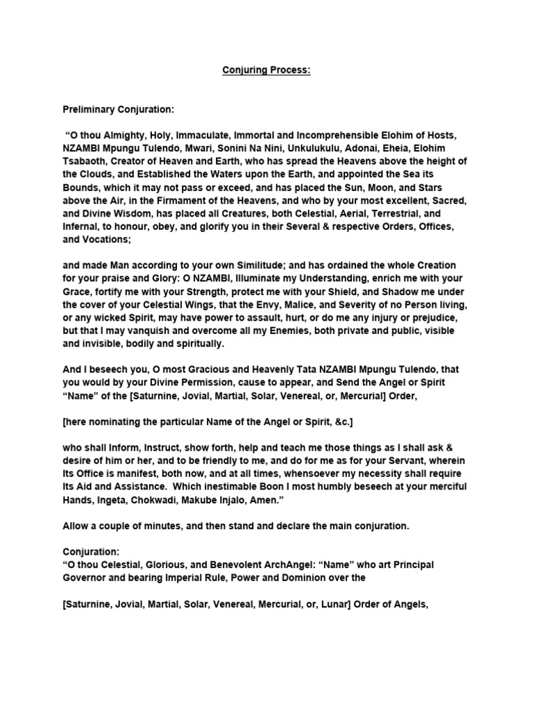 Conjuring Steps and Sequence Guide | PDF | Angel | Creator Deity