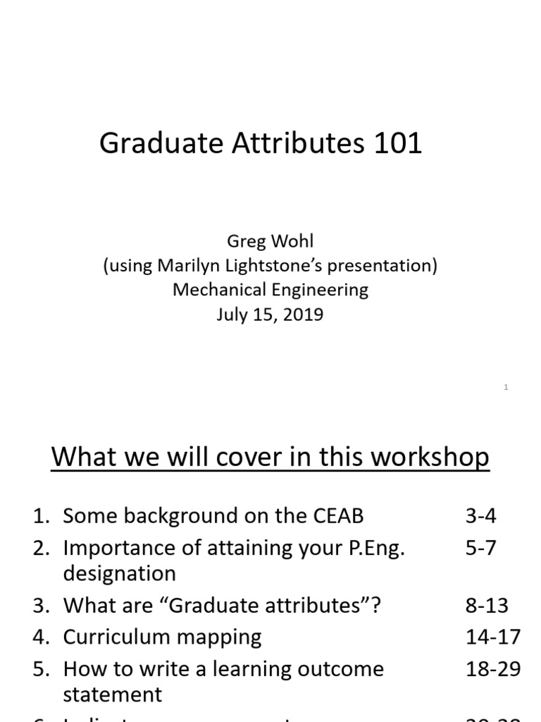 Graduate Attributes Indicators | PDF | Engineering Design Process ...