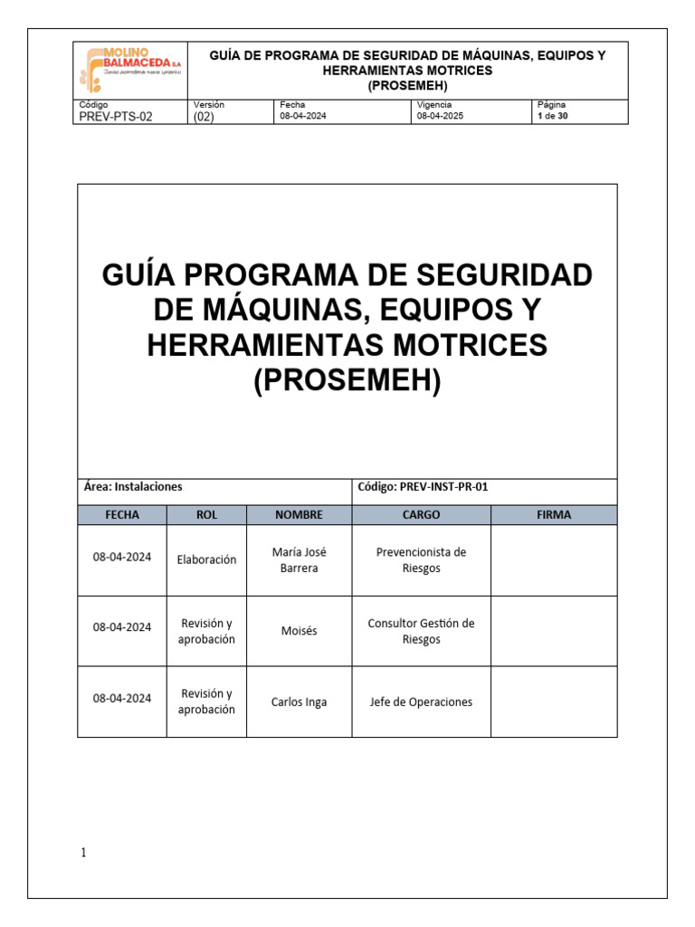 Programa de Seguridad de Máquinas, Equipos y Herramientas Motrices | PDF | Riesgo | Diseño