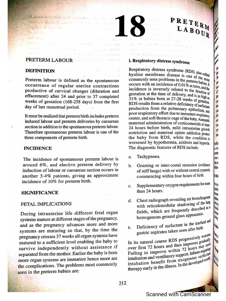 Chap 8 Preterm Labour | PDF