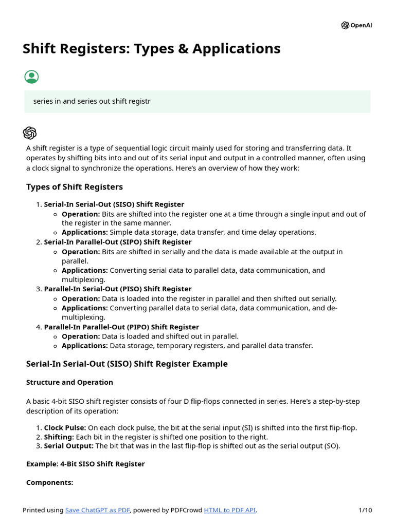 Shift Registers - Types & Applications | PDF | Computer Architecture | Electronic Design