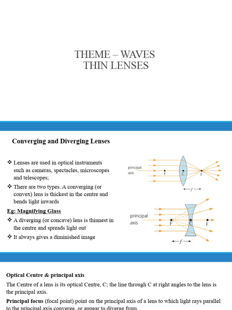 Theme - Waves Thin Lenses | PDF | Optics | Lenses