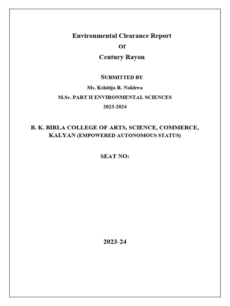 Environmental Clearance Report | PDF | Rayon | Waste