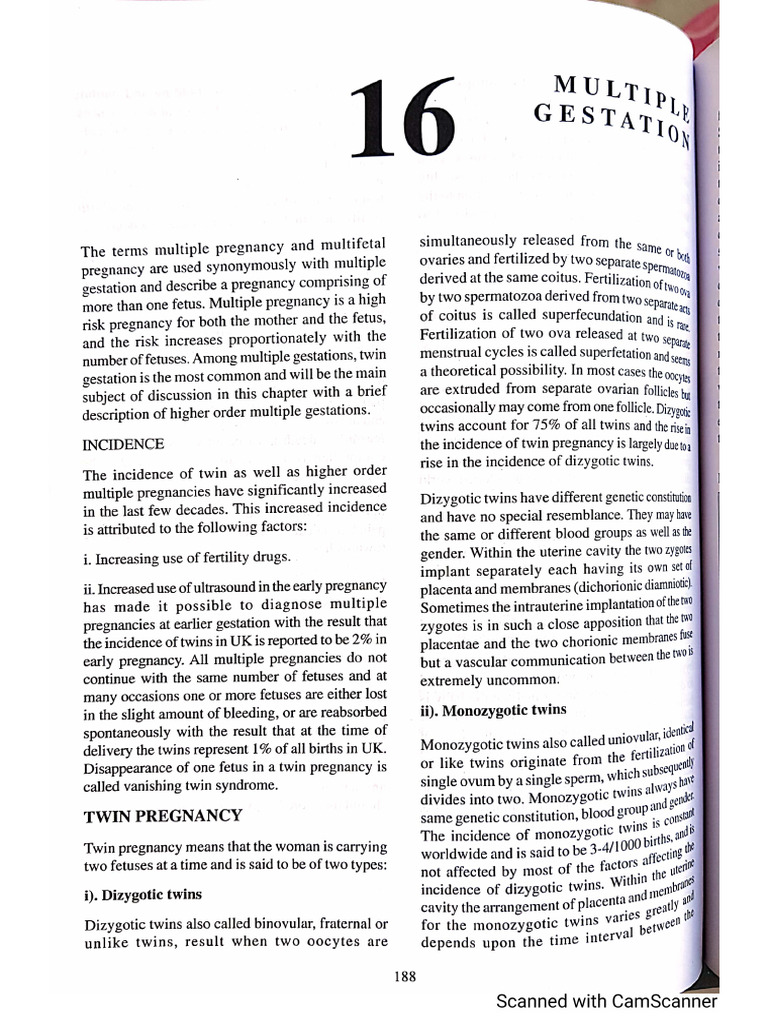 Chap 7 Multiple Pregnancy | PDF