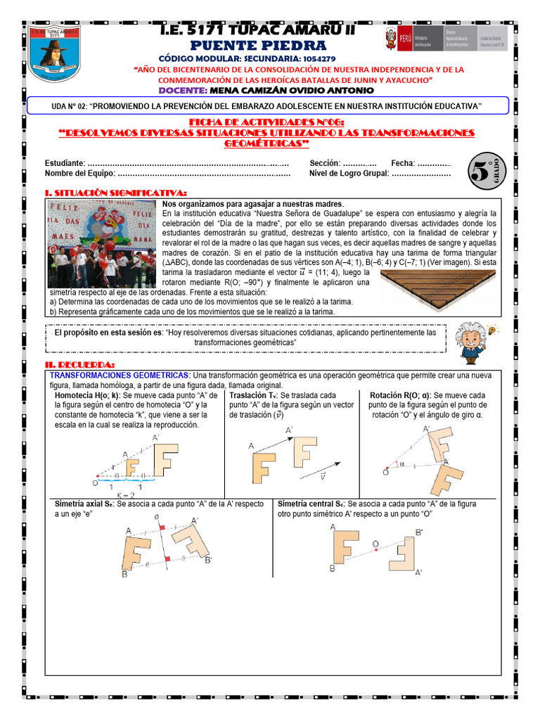 Ficha 6-5to-Ua2-2024 | PDF | Triángulo | Simetría
