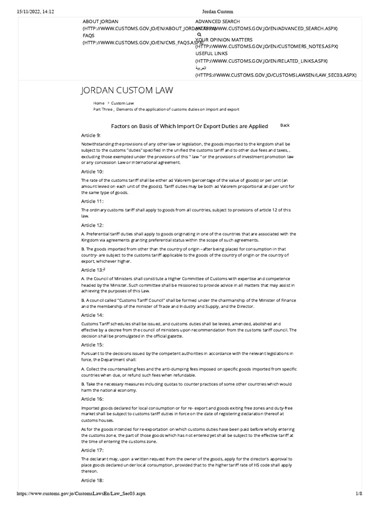 Jordan Law | Download Free PDF | Customs | Sales