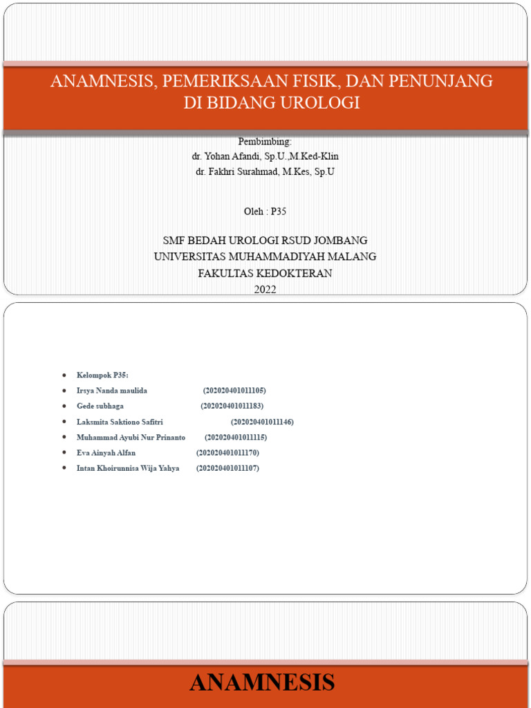 Anamnesis Dan Pemeriksaan Urologi p35 | PDF