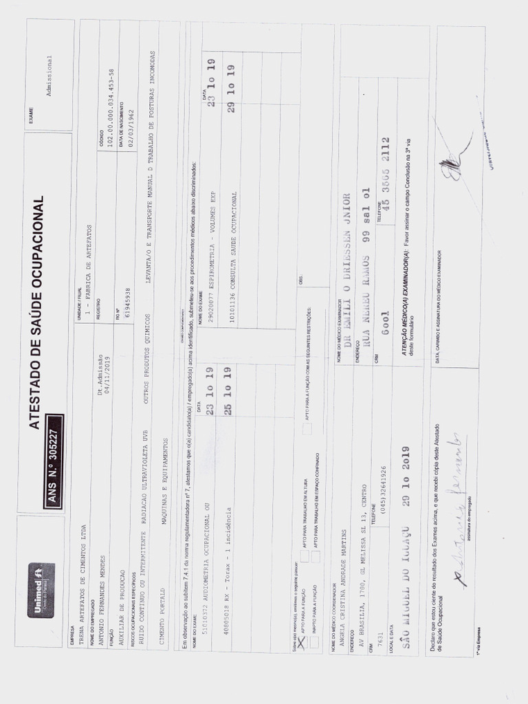 ASO - Admissional | PDF