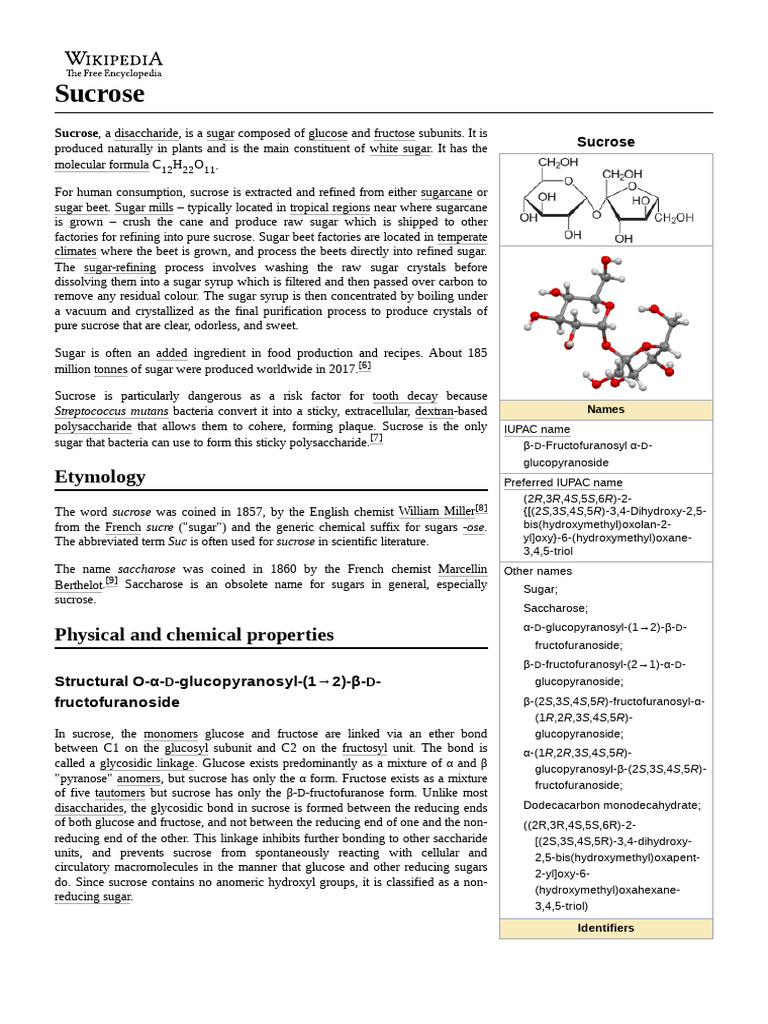 Sucrose | PDF | Sucrose | Sugar