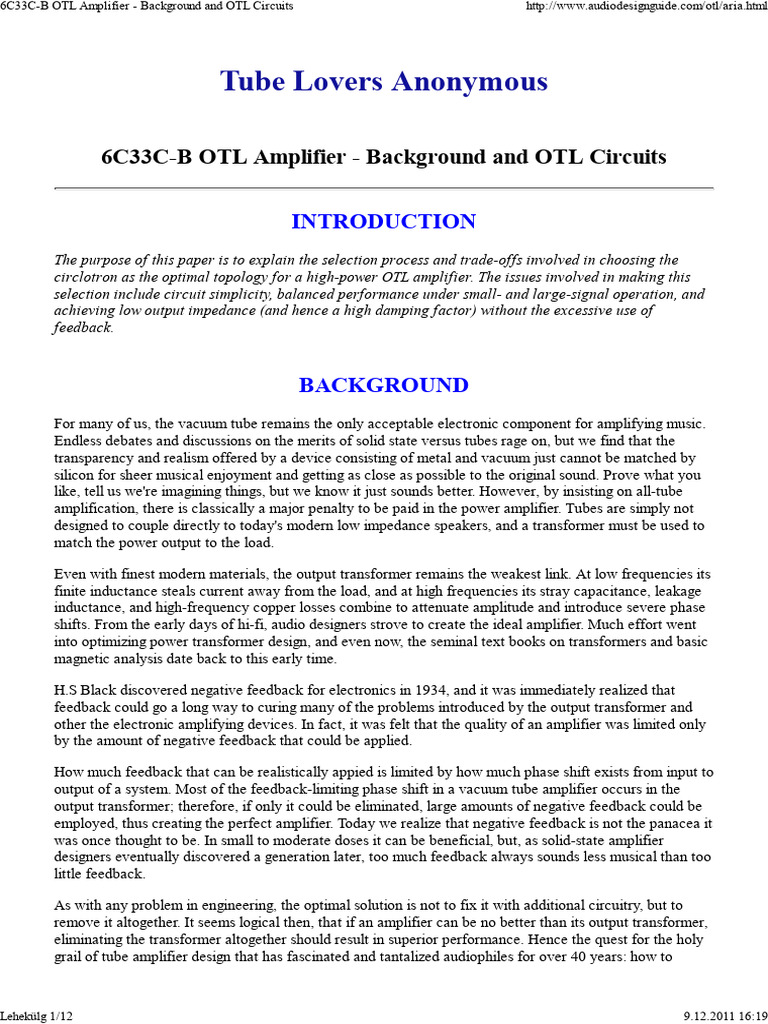 OTL_topology | Download Free PDF | Amplifier | Vacuum Tube