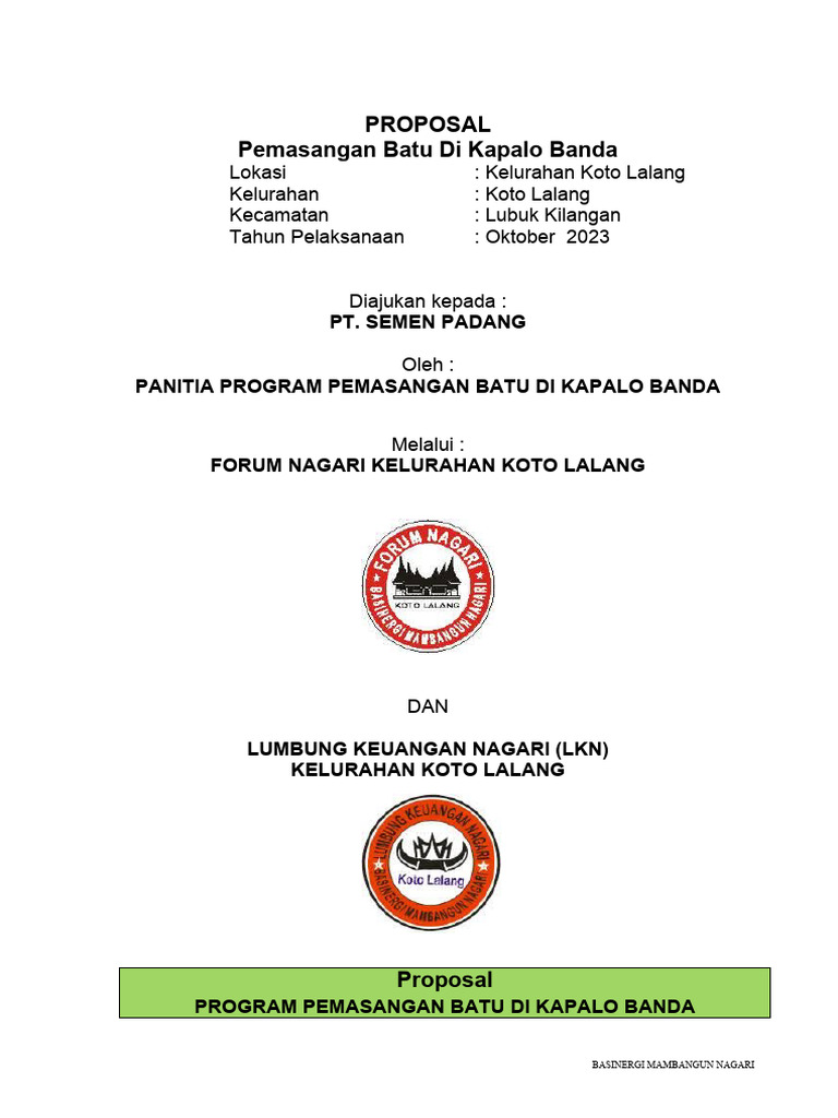Proposal Pemasangan Batu | PDF