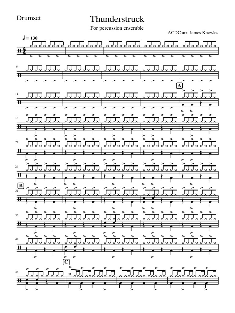 Thunderstruck Percussion Ensemble Arrangement | PDF