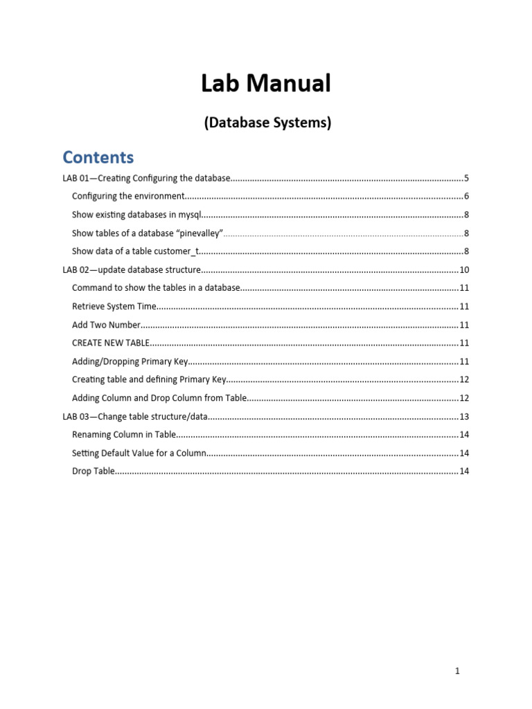 Database Lab Manual | PDF | Database Index | Table (Database) Database Lab Manual | PDF | Database Index | Table (Database)