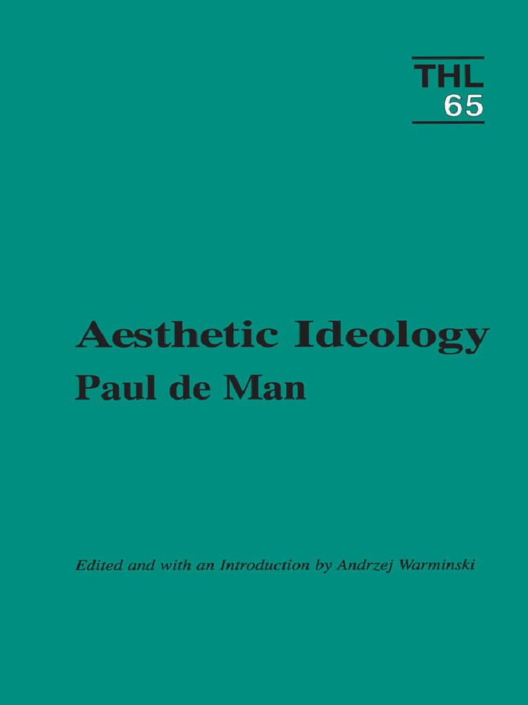 Aesthetic ideology (1996), Paul De Man | PDF | Immanuel Kant | Georg ...