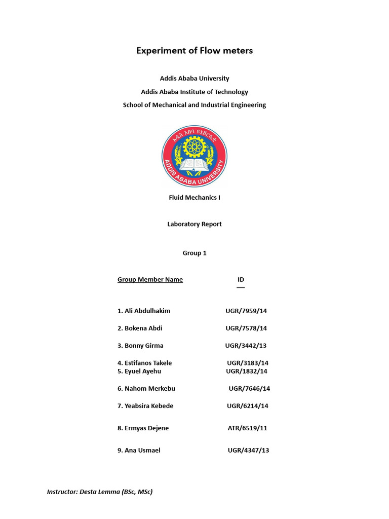 Fluid Mechanics Lab Report | PDF | Flow Measurement | Fluid Dynamics