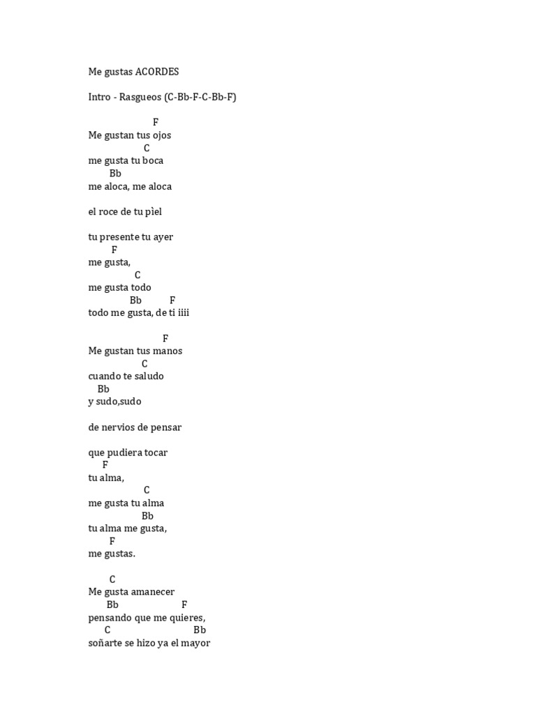 Acordes de "Me Gustas" para Guitarra | PDF