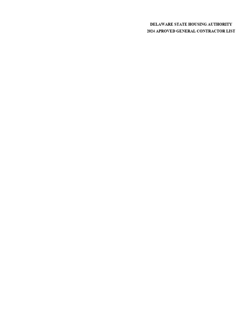 2024 Approved General Contractors List | PDF