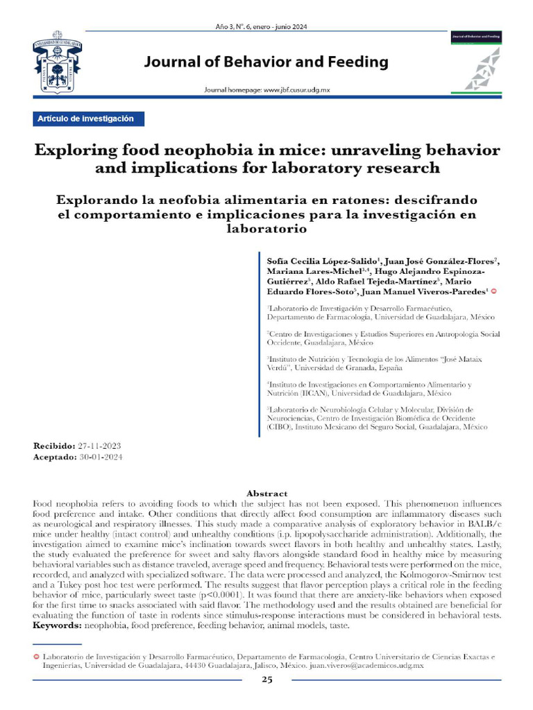 2024-Exploring Food Neophobia in Mice - Unraveling Behavior and ...