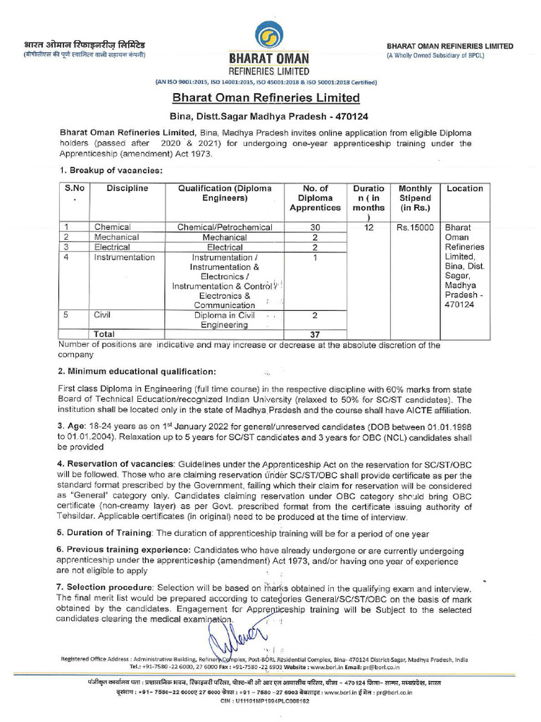 Borl Advertisement Compressed Pdf