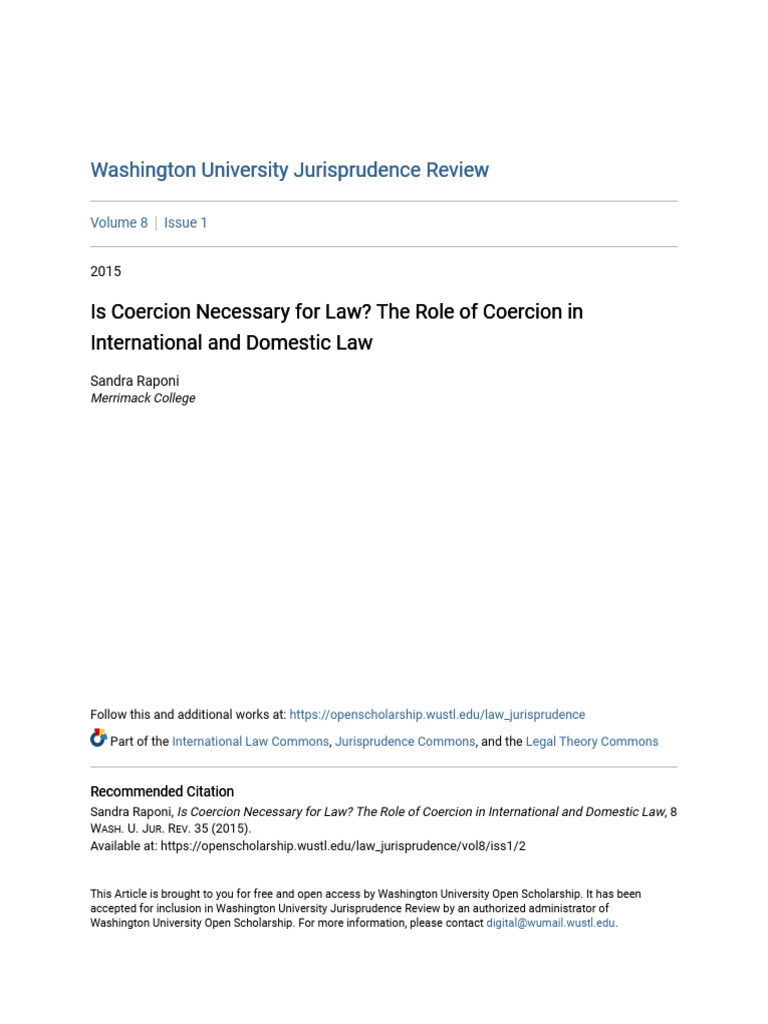 Coercion's Role in Law: Domestic vs. International | PDF ...