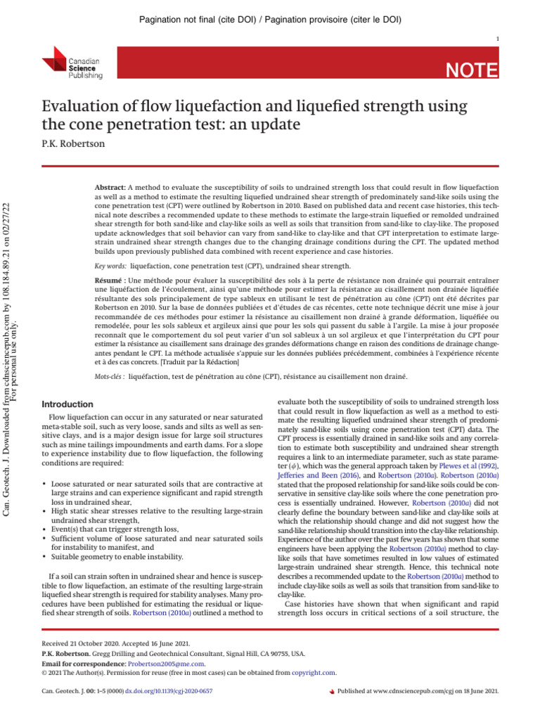 Robertson 2022 | PDF | Soil Mechanics | Geotechnical Engineering