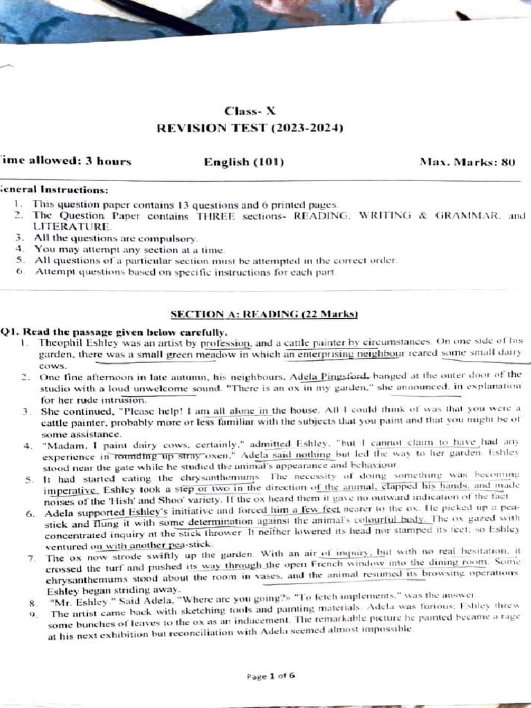 English Revision Test | PDF