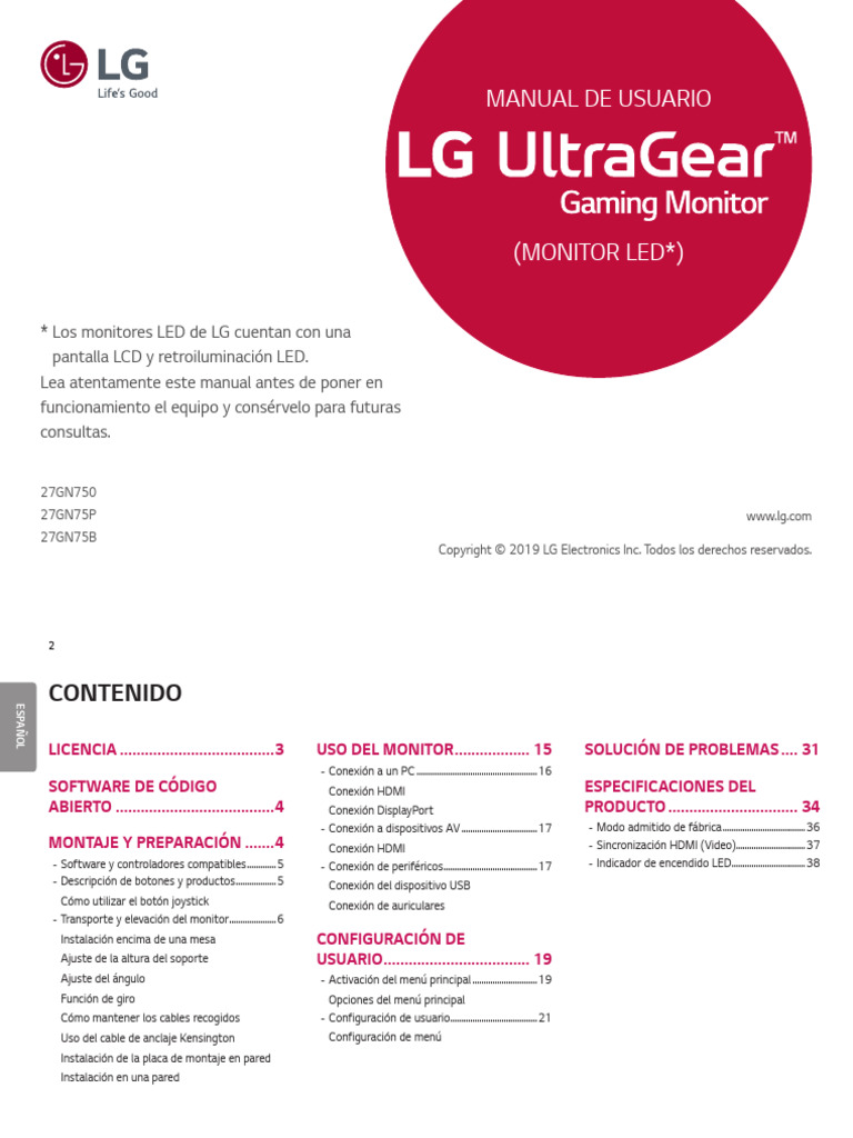 Manual Monitor LG | PDF | Hdmi | USB