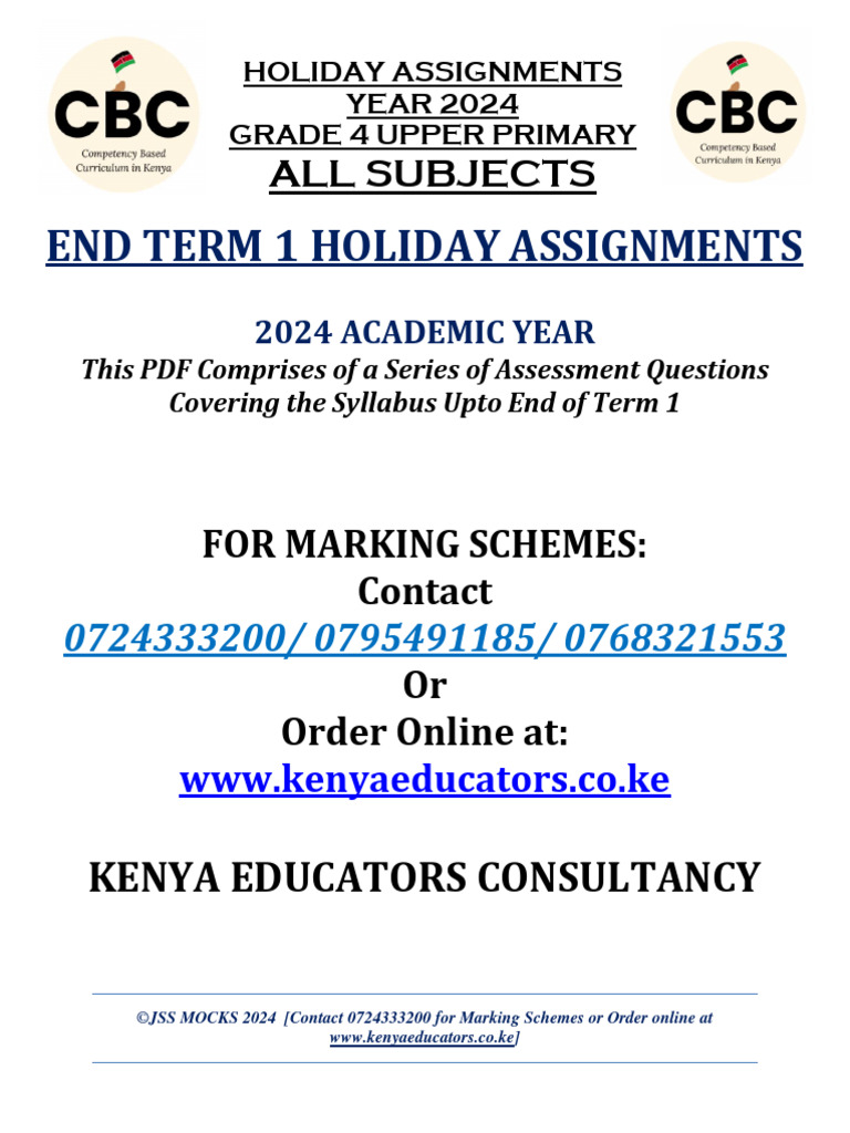 Grade 4 End Term 1 Holiday Assignments 2024 | PDF | Agriculture | Vegetables