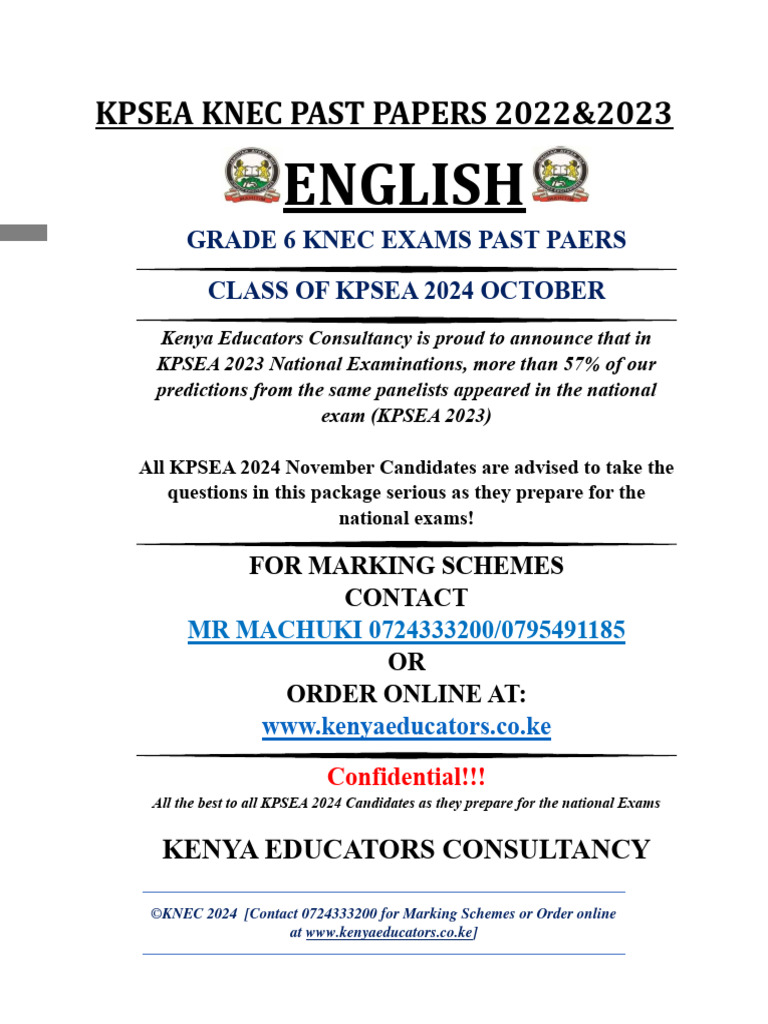 Eng Kpsea Past Papers (2022 & 2023) | PDF | Business