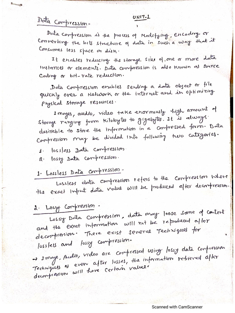 Data Compression Unit 1 | PDF