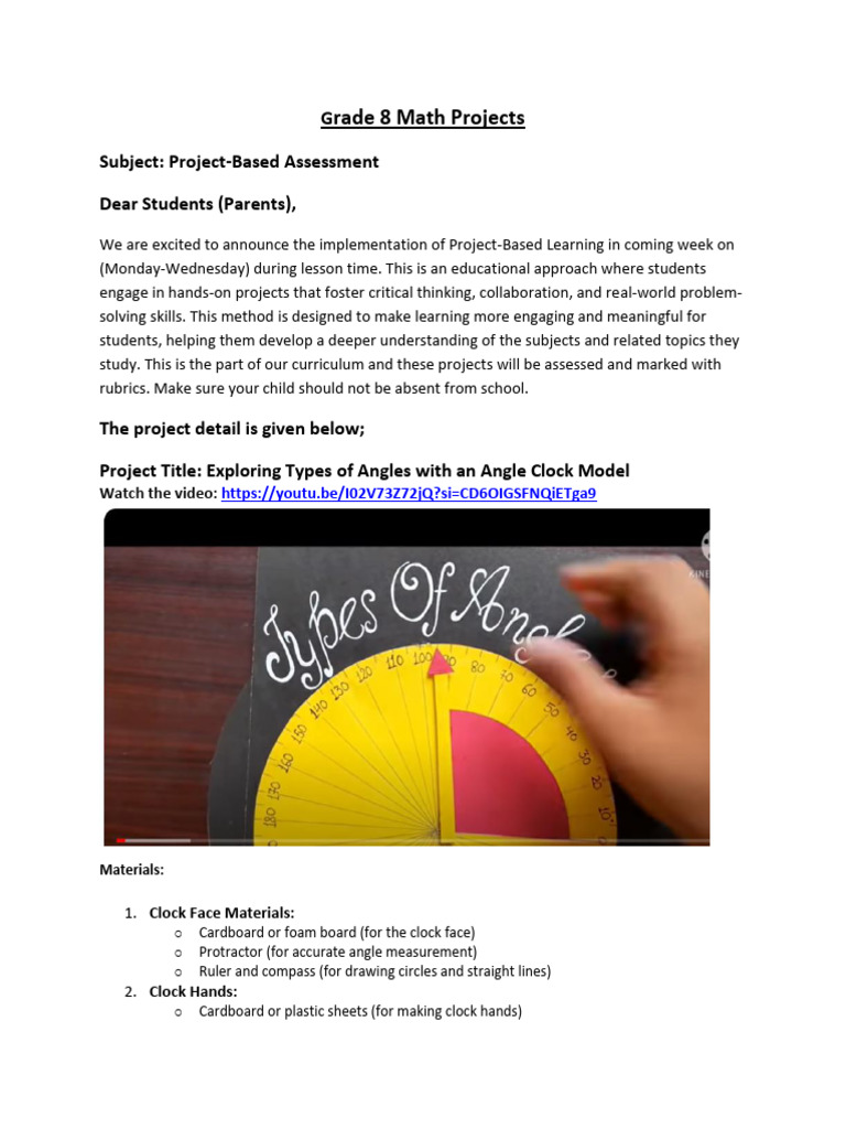 Grade 8 Math Projects | PDF | Project Based Learning | Learning